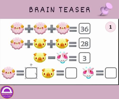 Visual Math Brain Teaser Puzzles | Digital and Printable by Matemaths