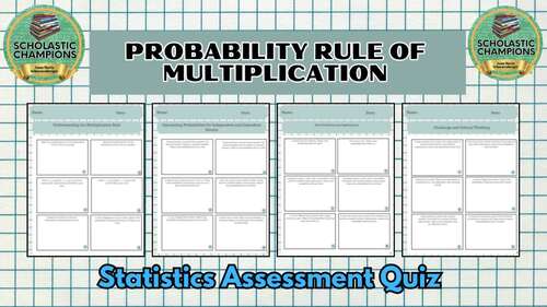 PROBABILITY RULE OF MULTIPLICATION * Statistics Assessment Quiz Test ...