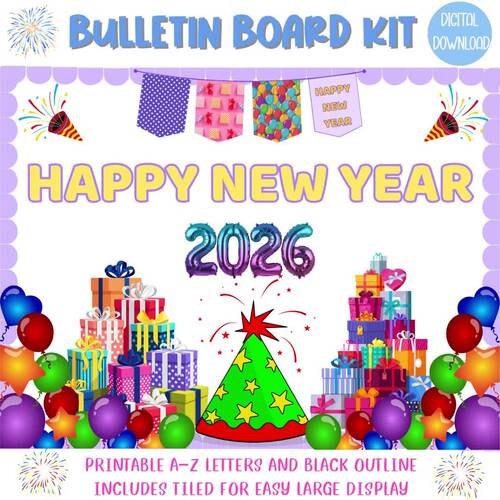 Happy New Year Bulletin Board Letters 2026 | January Classroom Decor ...