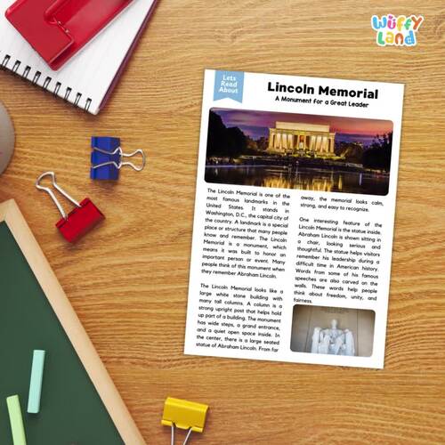 Lincoln Memorial Famous Landmarks Reading Comprehension Passages ...