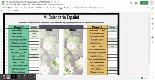 EL CALENDARIO | DIGITAL TWO PLAYER GAME | SPANISH by Perfect Plans by ...