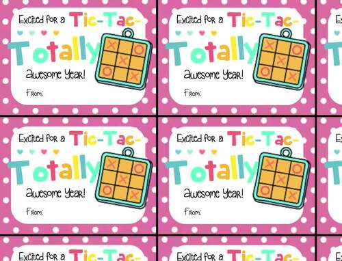 Tic-Tac-Toe Beginning of Year Gift Tag- Excited for a Tic-Tac-Totally ...