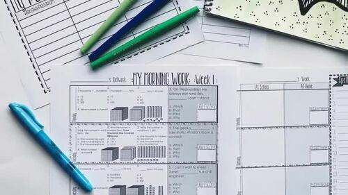 5th Fifth Grade Daily Weekly Math & ELA Language Grammar Spiral Review ...