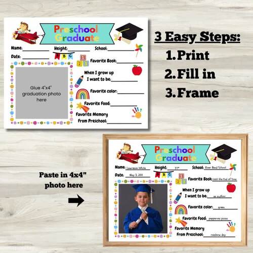 Preschool Graduation Keepsake Printable Pre K Graduation Photo Sign End ...