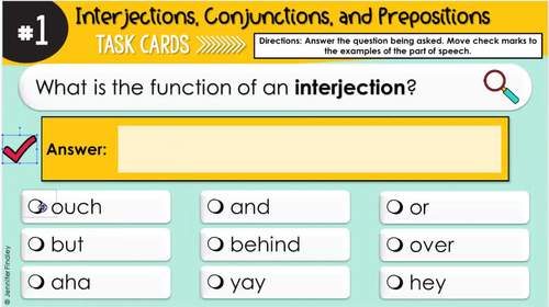 Digital Grammar Activities - Interjections, Conjunctions, & Prepositions