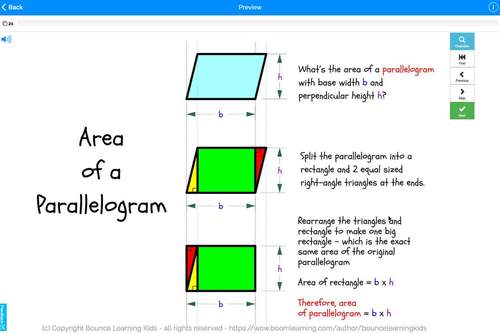 Area of a PARALLELOGRAM (BOOM digital distance learning deck) | TPT