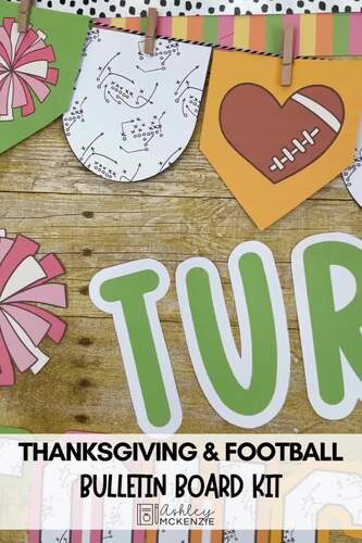Thanksgiving Decor Bundle Football Bulletin Board Letters and Google Slides
