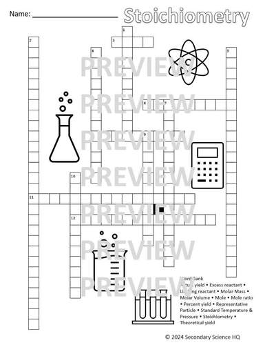Stoichiometry Vocabulary Quiz and Vocabulary Puzzle BUNDLE | TPT