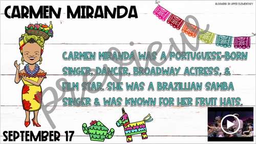 Hispanic Heritage Month Daily Slides | 1 Person Each Day With Videos