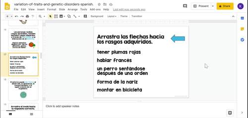 Variation of Traits and Genetic Disorders Lesson in Spanish | TPT