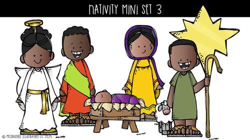 Nativity clip art Set 3, Christmas clip art Mini by Melonheadz Clipart