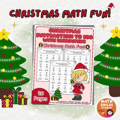 Christmas Subtraction to 100 with Regrouping | Holiday Math Fun | 2nd Grade
