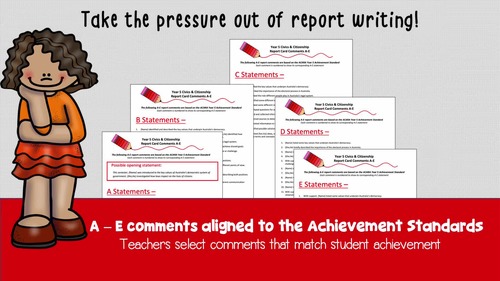 Australian Curriculum Year 5 Civics & Citizenship Report Card Comments