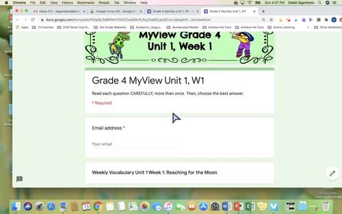 4th Grade myView Literacy Unit 1 Week 1 Google Forms Quiz Assessment ...