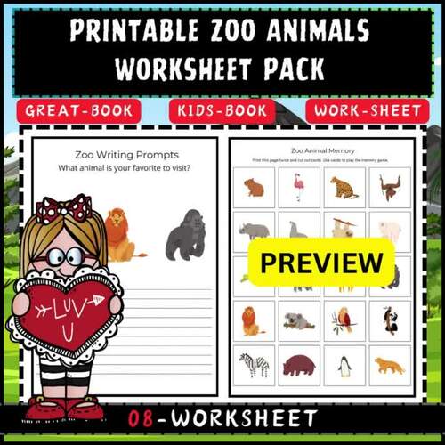 Zoo Animals Workbook Pack Printable by Lib Anatomy school | TPT