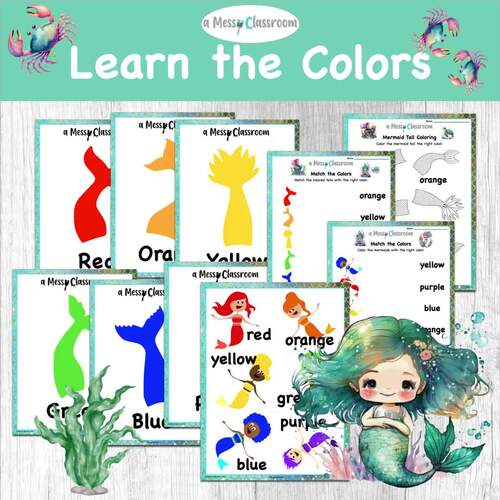 Preschool Mermaid Colors & Pattern Making Lesson, Games, Worksheets ...