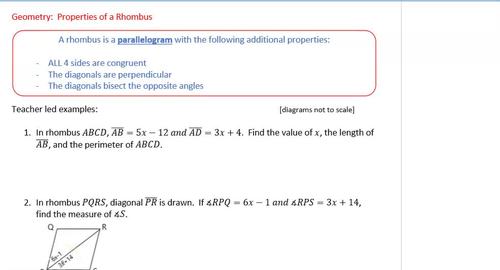 Quadrilaterals 3 - The Properties of a Rhombus (lesson video) | TPT