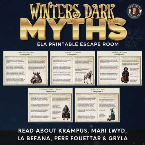 Printable ELA Christmas Escape, Dark Myths, Middle or High School ELA ...