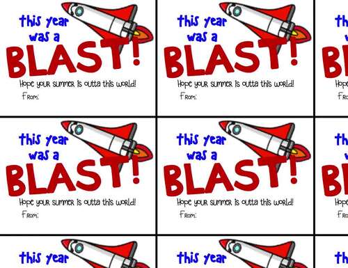 Rocket End of Year Gift Tag- This year was a BLAST! Hope your summer is ...