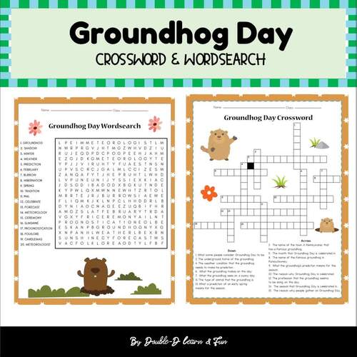 Groundhog Day Crossword & Word Search Groundhog Activities 3-5 grade ...