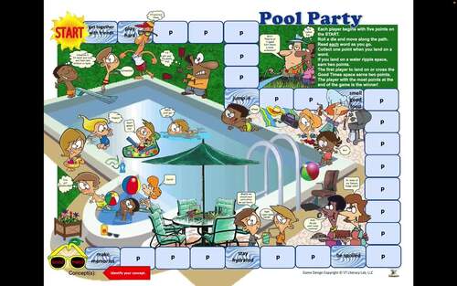 Editable Phonics Game and Roll & Read Templates | Pool Party Theme