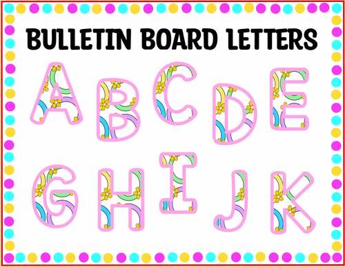 Colorful Floral Bulletin Board Letters, Large Alphabet letters, Wall Decor