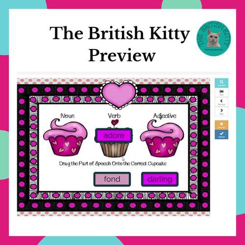 Valentine's Day Parts of Speech Sort Nouns Verbs Adjectives Boom Cards™