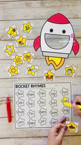 Rocket CVC Rhyming Words - Rhyming Word Activities - Feed the Activities