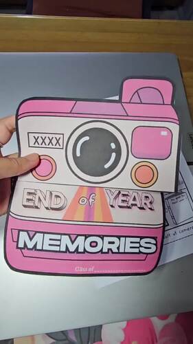 End of the Year Memory Book Foldable camera Craft Activities, Last day ...