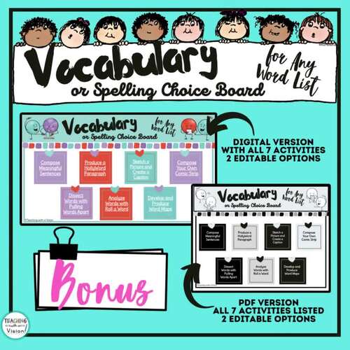 Vocabulary Spelling and Word Work Activities for Any Word Yearlong Bundle