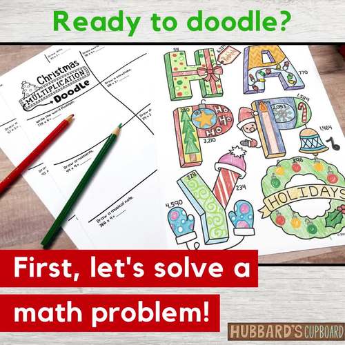 Christmas Math - Up to 3-digit Multiplication - Happy Holiday Doodle