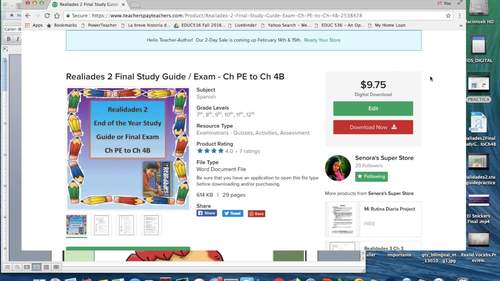 Realiades 2 End of Year Study Guide / Exam - Ch PE to Ch 4B | TPT