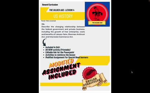 Gilded Age Lesson 4- Business in the Gilded Age by Renard Curriculum