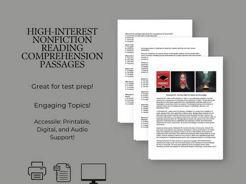 High-Interest Reading Comprehension Passages: Fahrenheit 451 | TPT