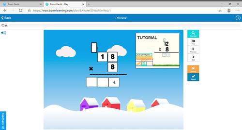 2 Digit by 1 Digit Multiplication Boom Cards Winter Theme by Language Forum