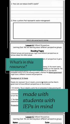 Grade 5 Social Studies Strand B for Special Ed and ESL | TPT