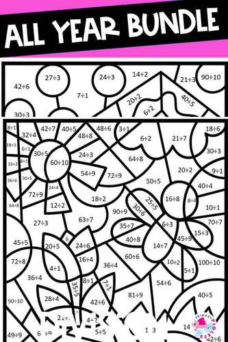 Color by Number Division Year Long BUNDLE | Distance Learning | TpT