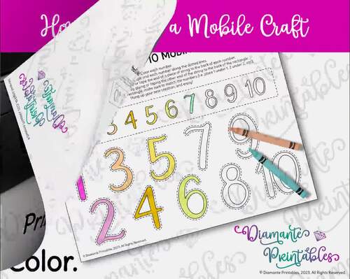 Numbers 1 - 10 Printable Mobile Craft | Scissor Skills, Fine Motor Skills