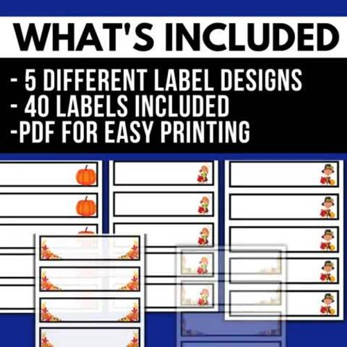 Thanksgiving Student Name Labels → PRINTABLE Classroom Tags / Cards