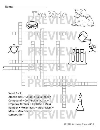 The Mole Vocabulary Puzzle and Word Search| Chemistry by Secondary ...