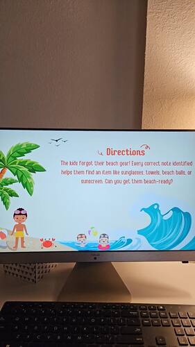 Beach Day Summer Treble Clef Interactive Elementary Music Activity