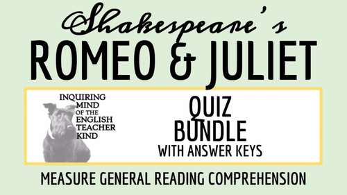 Romeo and Juliet Self-Grading Quiz and Answer Key Bundle for Google Drive