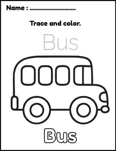 Bus Trace and Color | PreK Fine Motor Transportation Worksheet ...