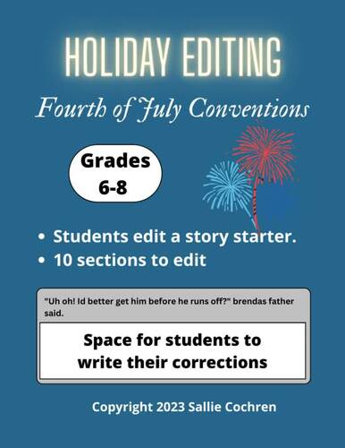 Holiday Editing: Fourth of July Conventions (Grades 6-8) | TPT