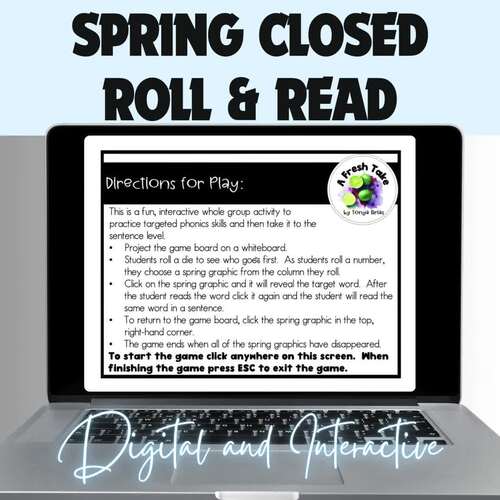 Spring Roll & Read Multisyllabic Closed Words & Sentences - Digital ...