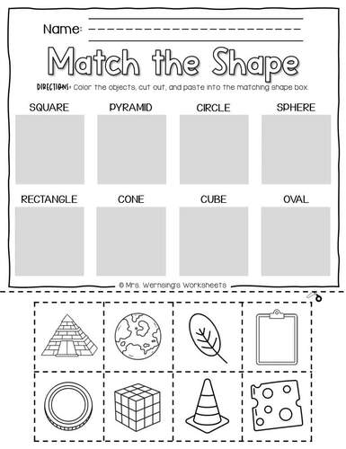 Shape is a Property of Matter - KINDER SCIENCE by Mrs Wernsings Worksheets