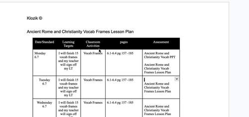 Ancient Rome & Christianity Vocabulary + Editable Assessment Vocab Frames