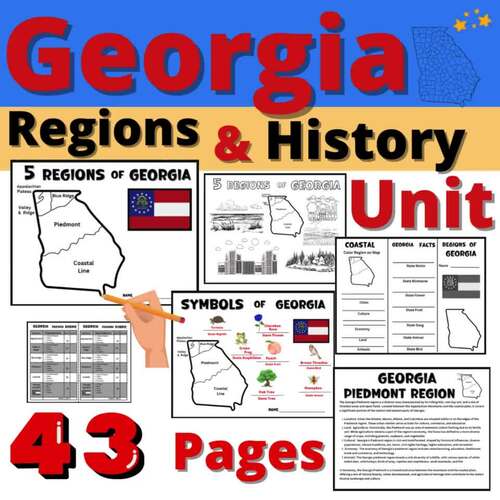Georgia Regions Unit History Activities with State Maps Brochure Rubrics