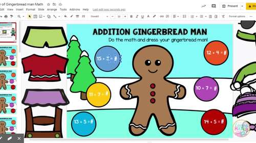 Add and Subtract Digital Christmas Math Activity BUILD A GINGERBREAD ...