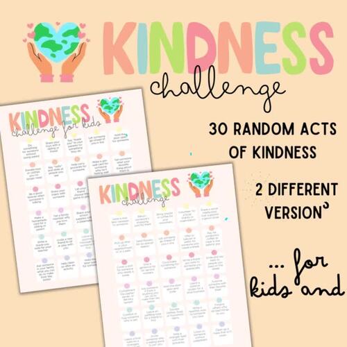 Printable Kindness Challenge for Adults & Kids | 30 Day Random Acts of ...